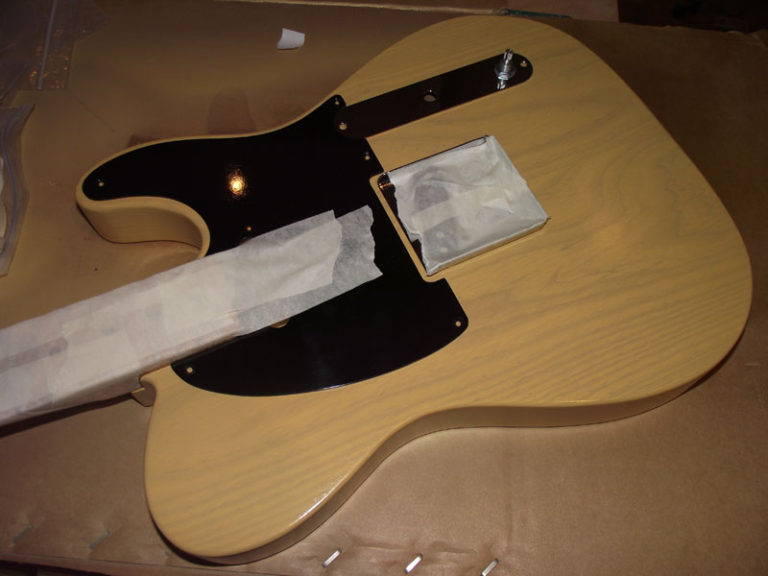 Finishing an Ash Telecaster in Butterscotch nitrocellulose lacquer