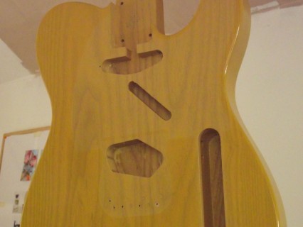 Finishing an Ash Telecaster in Butterscotch nitrocellulose lacquer
